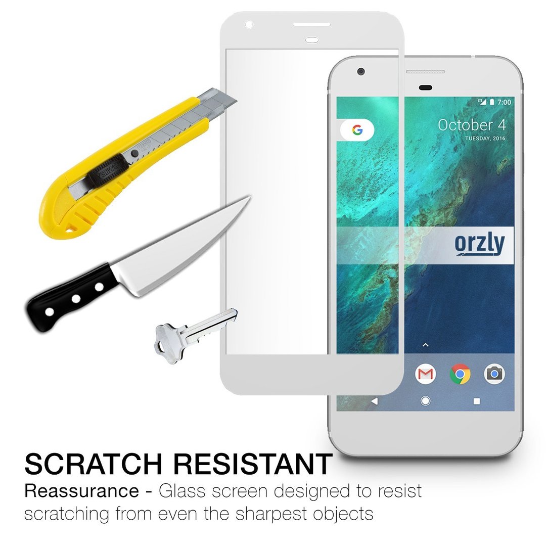 Orzly Tempered Glass Screen Protector - Google Pixel XL (White)
