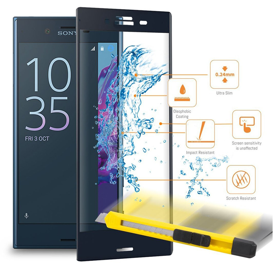 Orzly Tempered Glass Screen Protector - Sony Xperia XZ (Black)