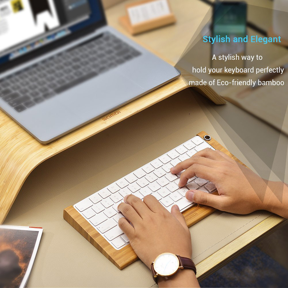 SAMDI Simple Wood Apple Magic Keyboard Tray Holder Stand