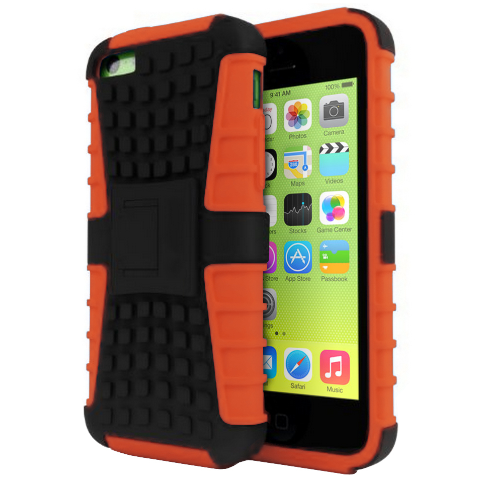 Rugged Tough Shockproof Case - Apple iPhone 5c (Orange)