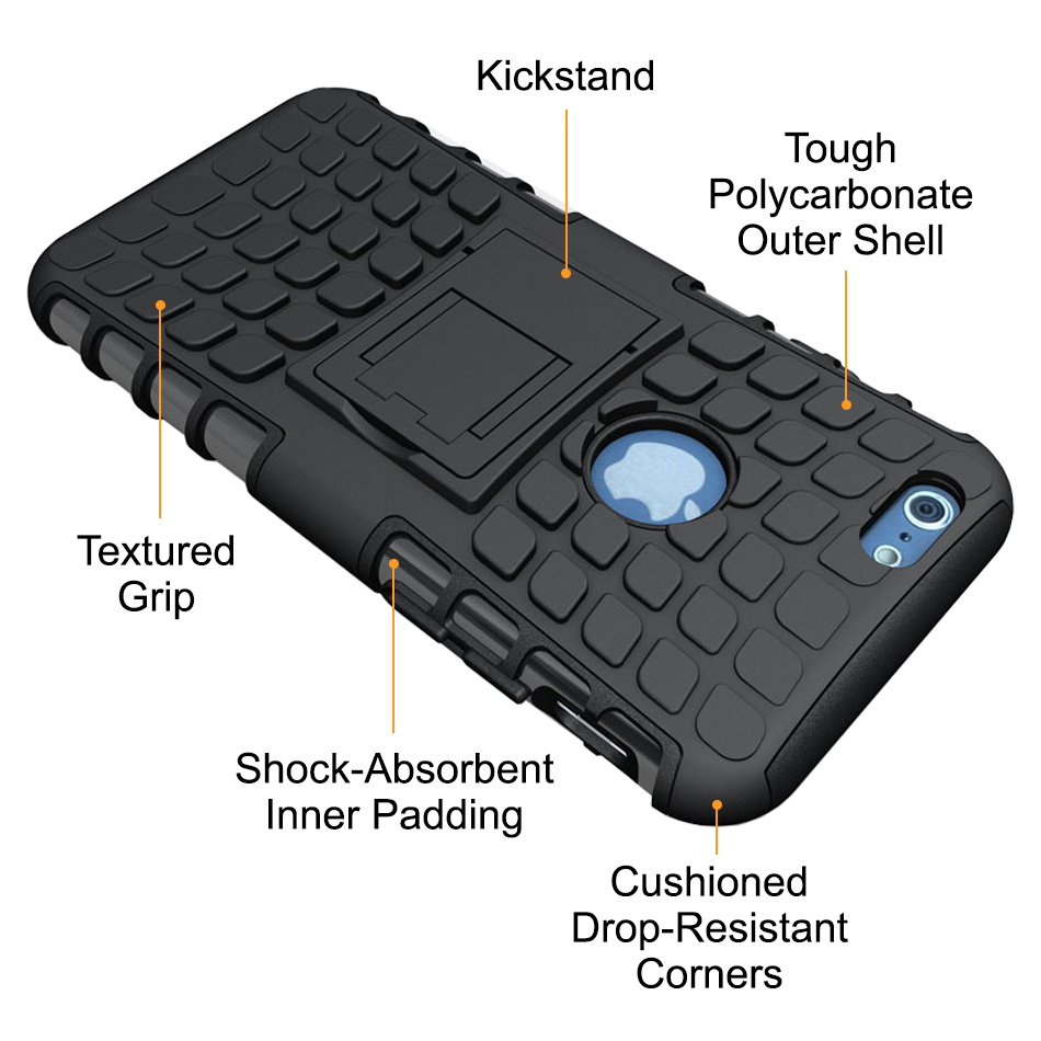 Rugged Tough Shockproof Case for Apple iPhone 6 / 6s (Black)