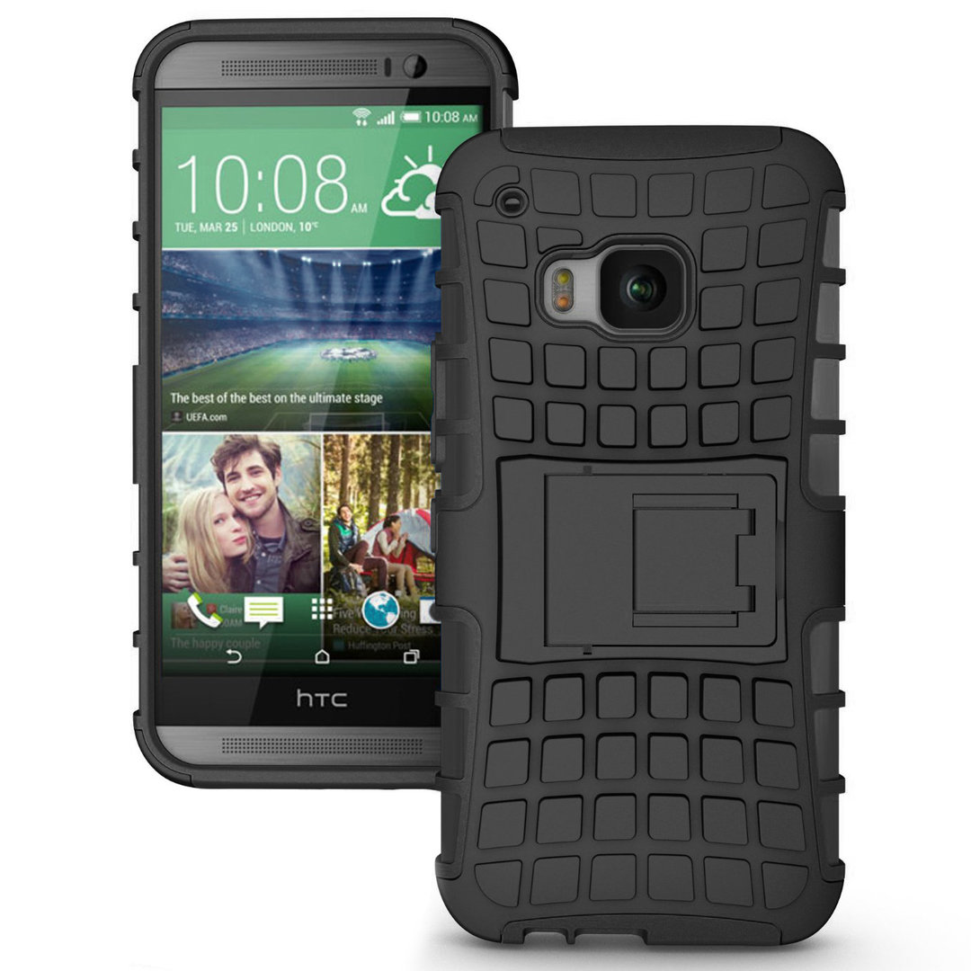 Rugged Tough Shockproof Case for HTC One M9 (Black)