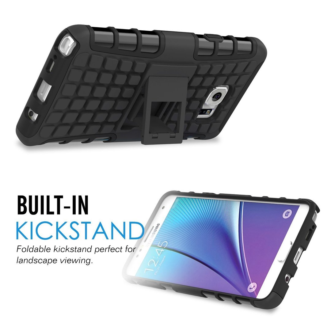 Rugged Tough Shockproof Case - Samsung Galaxy Note 5 (Black)