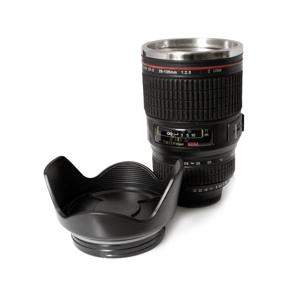 Large Camera Zoom Lens Insulated Thermos Coffee Mug (450ml)