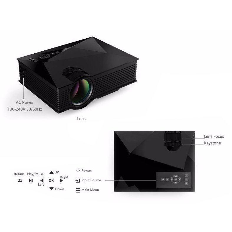 UC46 Wireless WIFI HDMI DLNA LED Digital Video Projector