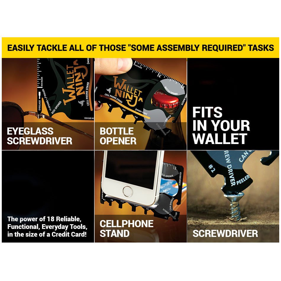 Wallet Ninja 18-in-1 Multifunction Card Size Pocket Tool Set